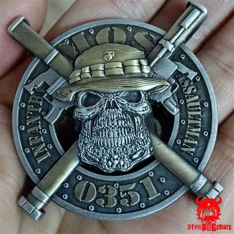 Usmc 0351 Infantry Assaultman Mos Coin Usmc Challenge Coins Marine