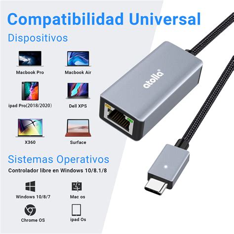 Buy USB C To Ethernet Adapter Atolla USB Type C To LAN Network RJ45 Gigabit Ethernet Adapter