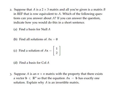 Solved 2 Suppose That A Is A 23 Matrix And All You Re Chegg Com