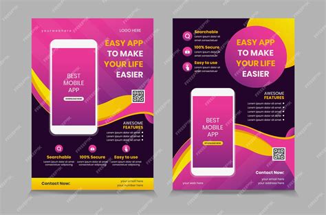 Premium Vector Mobile App Promotion Flyer Design Template Flier Design For Apps Promote Vector