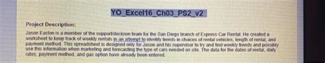 YO Excel Ch PS V Project Description Jason Chegg Com