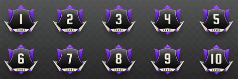 게임 Ui 디자인을 위한 블랙 실버 퍼플 테마의 게임 레벨 업 배지 3차원 형태에 대한 스톡 벡터 아트 및 기타 이미지 3차원 형태 Brand Name Video