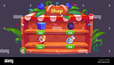 Game Store Ui Ui Game Store Frame Interface With Button Cartoon