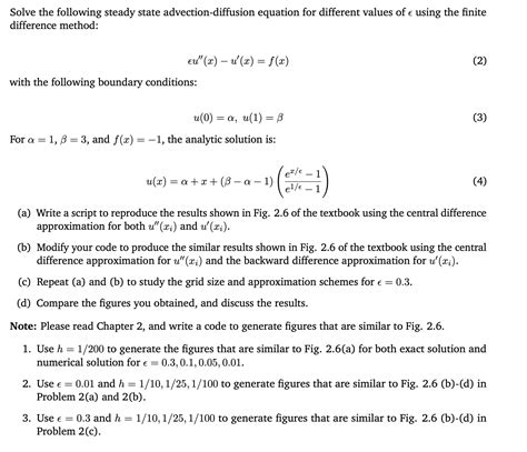 Solved Solve The Following Steady State Advection Diffusion