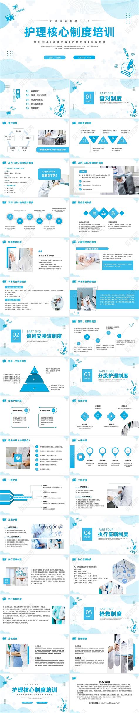 蓝色动态简约护理核心制度培训宣传PPT模板下载 觅知网