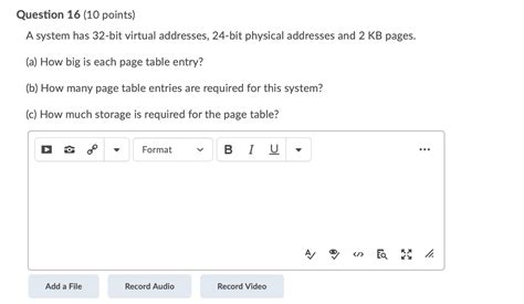 Solved Question 16 10 Points A System Has 32 Bit Virtual