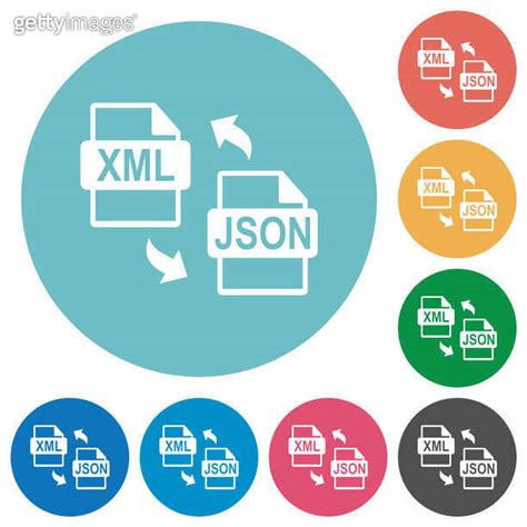 Xml Json File Conversion Flat Round Icons 이미지 1335880892 게티이미지뱅크