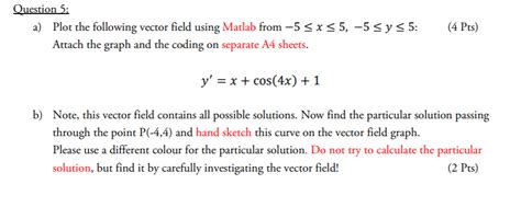 Solved A Plot The Following Vector Field Using Matlab
