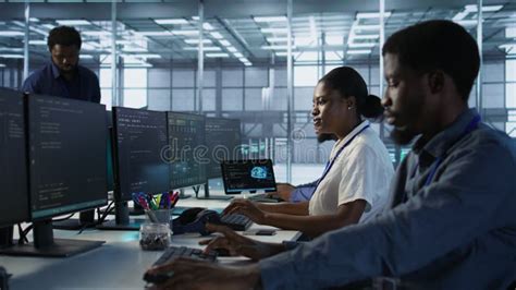 Engineer Arriving In Data Center Saluting Colleagues Stock Video Video Of Company
