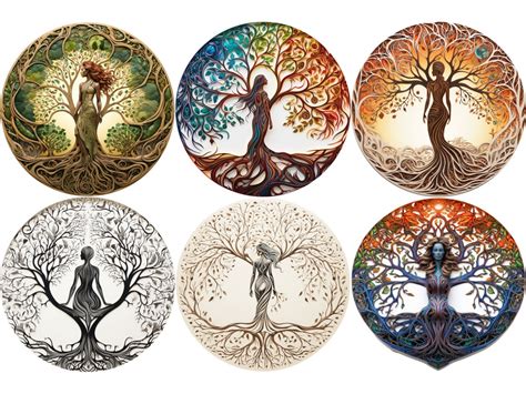 Tree Of Life Female Style Clipart Bundle Watercolor PNG Girl Etsy