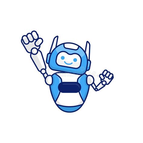 Robot Character Pose Illustration Happy Robot Jumping And Cheering