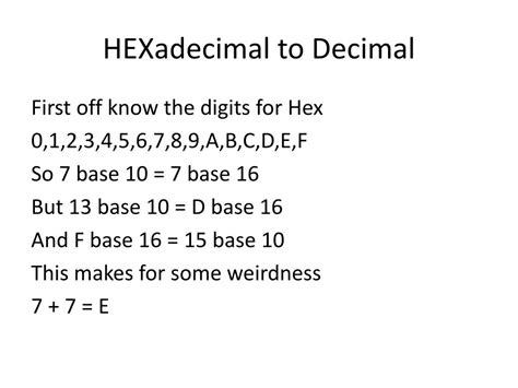 PPT Binary Base B Octal Oct Base Hexadecimal Hex Base H X Decimal Base