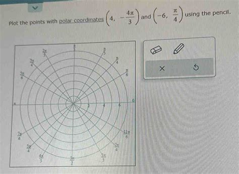 Plot The Points With Polar Coordinates 4 4π 3 And 6 π 4 Using The Pencil × Math