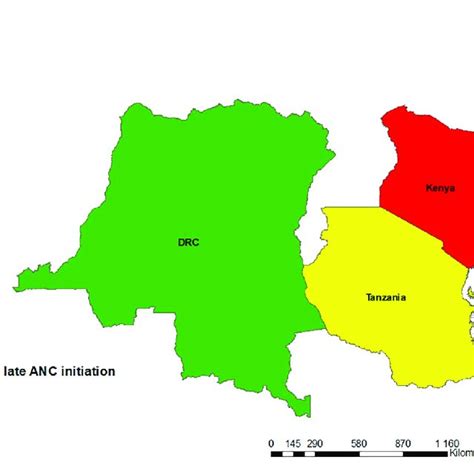 Map Showing The Prevalence Of Late Anc Initiation In The Drc Kenya Download Scientific