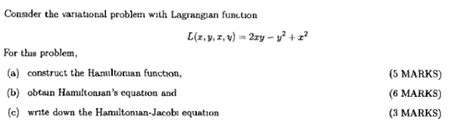 Solved Consider The Variational Problem With Lagrangian