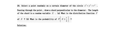Solved Select A Point Randomly On A Certain Diameter Of Chegg