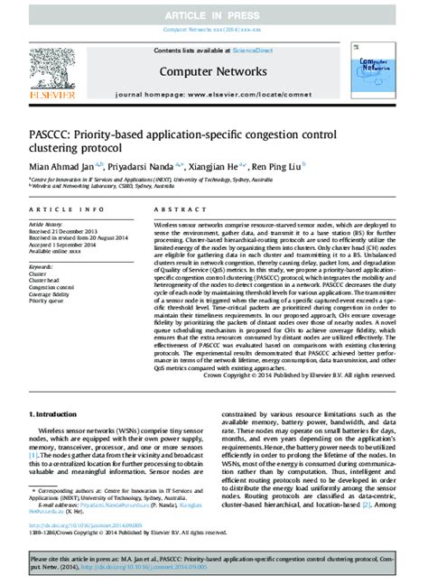 pdf pasccc priority based application specific congestion control clustering protocol