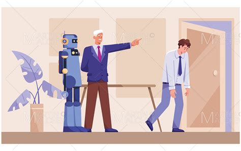 Ai Replacing Human Vector Illustration Templatemonster