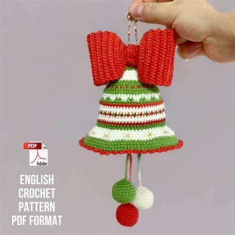 Crochet Christmas Bell Ornament Pattern Amigurumi Scandinavian Style