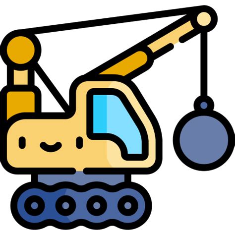 철거 크레인 아이콘 Kawaii Lineal Color Freepik