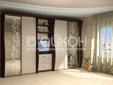 Встроенный шкаф с нишей для телевизора Планировки гостиной Дизайн