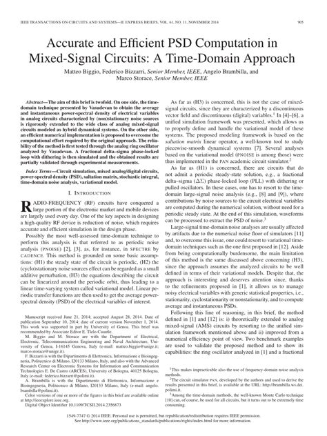 Pdf Accurate And Efficient Psd Computation In Mixed Signal Circuits A Time Domain Approach