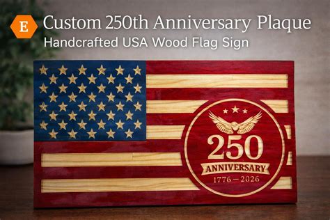 Handcrafted 250th Anniversary American Flag Wood Wall Art Etsy