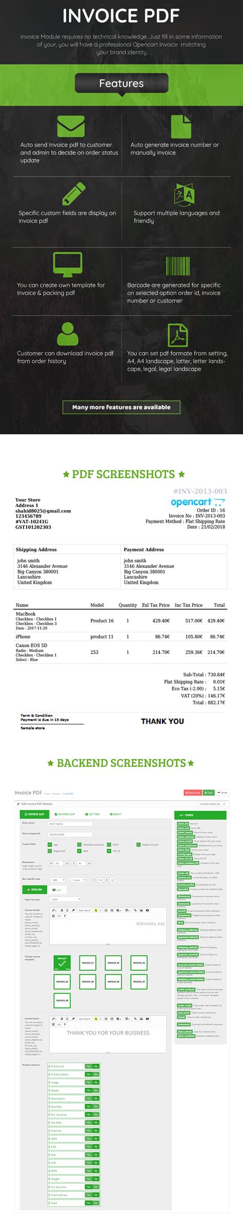 Opencart Invoice Pdf