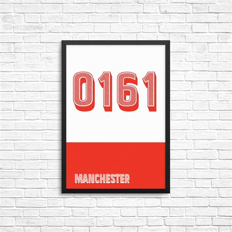Manchester 0161 Area Code Print Mancunian Poster Office Wall Art Location Print Northern