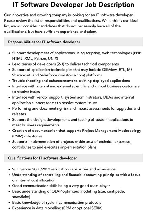 It Software Developer Job Description Velvet Jobs