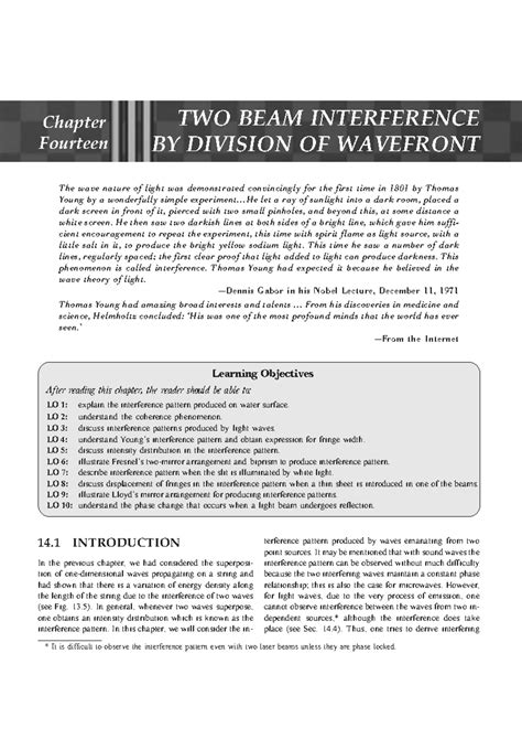 Interference By Division Of Wave Front 14 Introduction In The Previous Chapter We Had