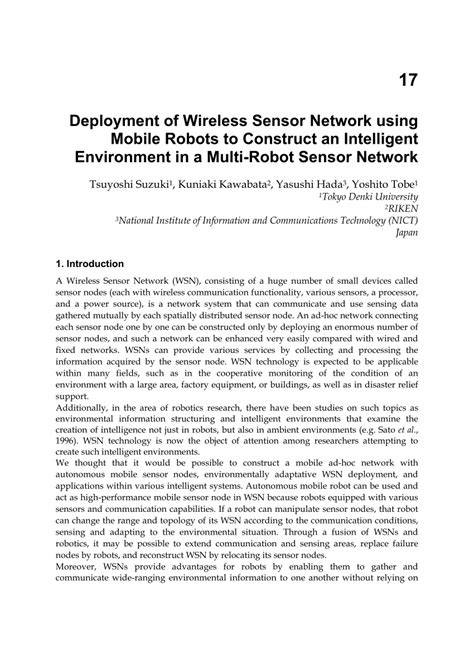 Pdf Deployment Of Wireless Sensor Network Using Mobile Robots To Construct An Intelligent