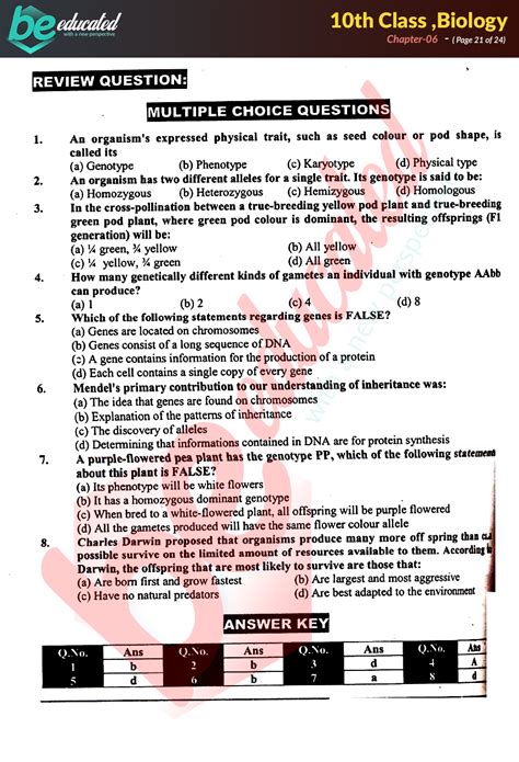 Chapter 6 Biology 10th Class Notes Matric Part 2 Notes