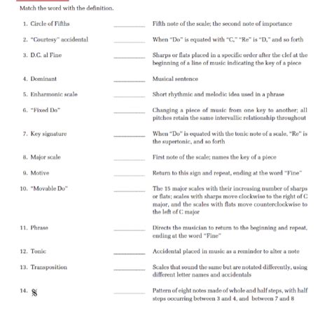 Solved Match The Word With The Definition Circle Of Chegg