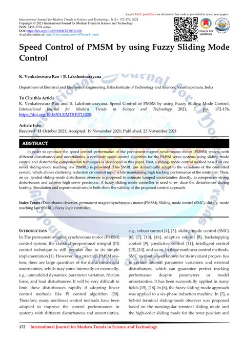 Pdf Speed Control Of Pmsm By Using Fuzzy Sliding Mode Control