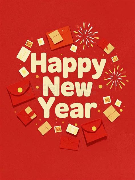 2025ai数字艺术 Happy New Year卡通艺术字 Ai平面元素免费下载png格式3072像素编号71138742 千图网