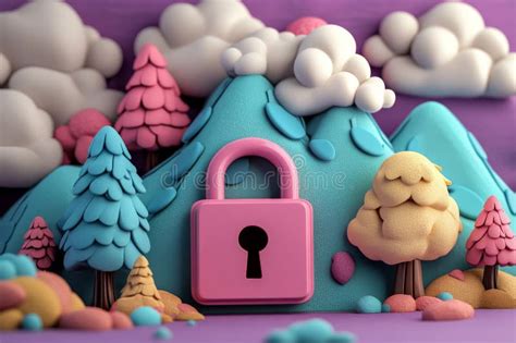 A Server Rack Secured By A Padlock Decorated With Cloud Symbols And A Password Lock To Ensure