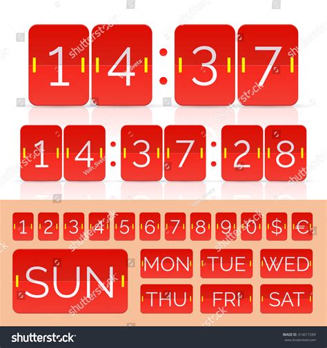 Red Countdown Timer Scoreboard Numbers Vector Stock Vector Royalty