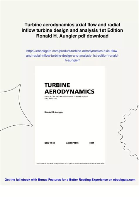 Summary Turbine Aerodynamics Axial Flow And Radial Inflow Turbine Design And Analysis 1st