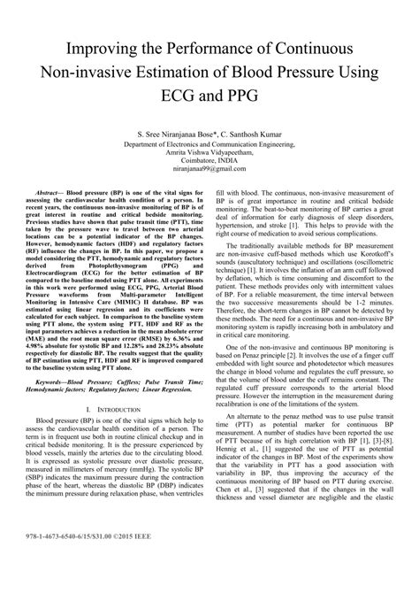 Pdf Improving The Performance Of Continuous Non Invasive Estimation
