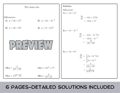 The Chain Rule Worksheet With Solutions Teaching Resources