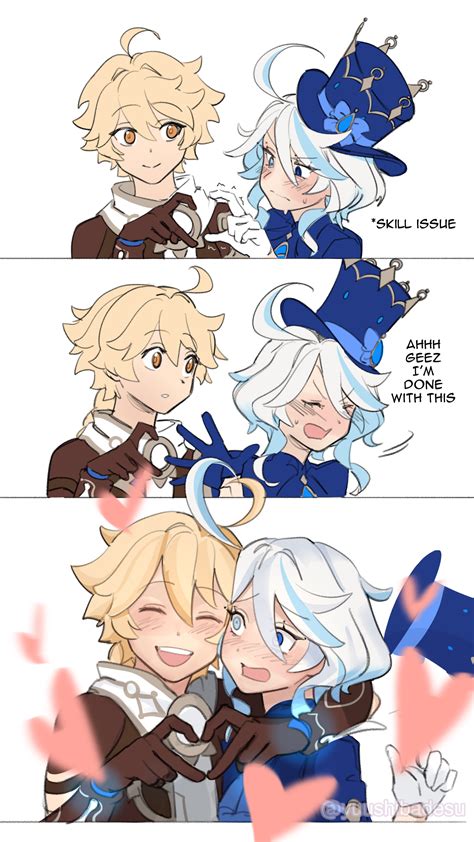 Aether And Furina Genshin Impact Drawn By Yuushiba Danbooru