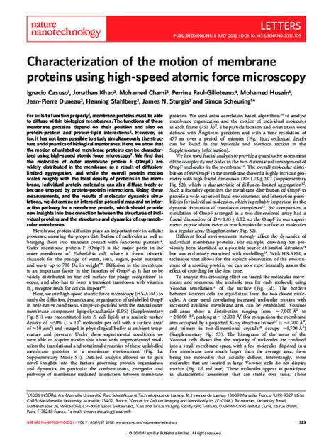 Pdf Characterization Of The Motion Of Membrane Proteins Using High