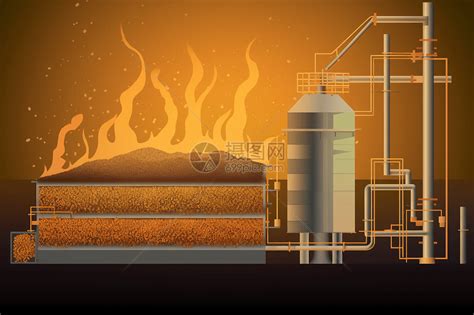 生物质热解过程模拟图插画图片下载 正版图片600147512 摄图网