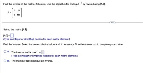Solved Find The Inverse Of The Matrix If It Exists Use The