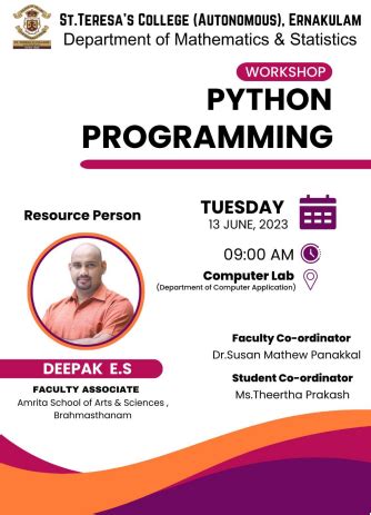 Workshop On Python Programming St Teresas College Autonomous