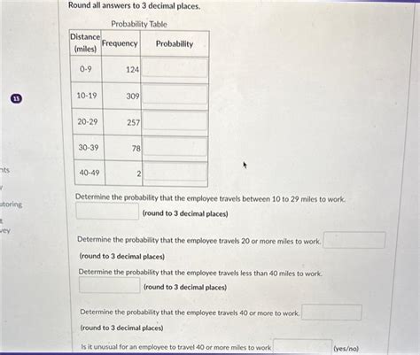 solved round all answers to 3 decimal places determine the