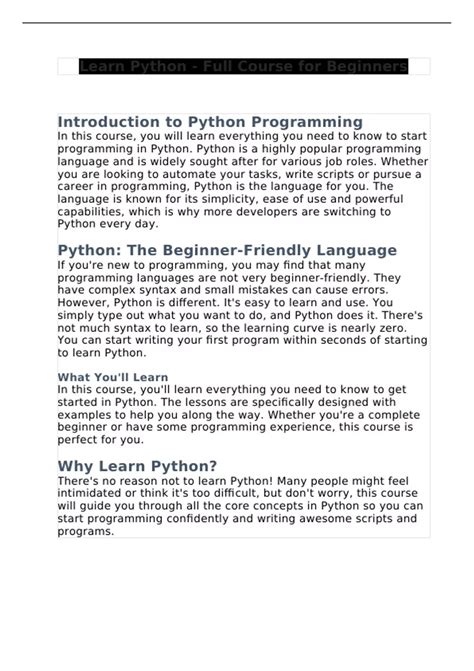Learn Python Full Course For Beginners Python Stuvia Us