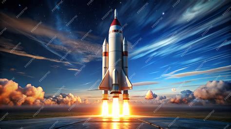 A Rocket Flying On A Runway With The Words Rocket On The Bottom Premium Ai Generated Image