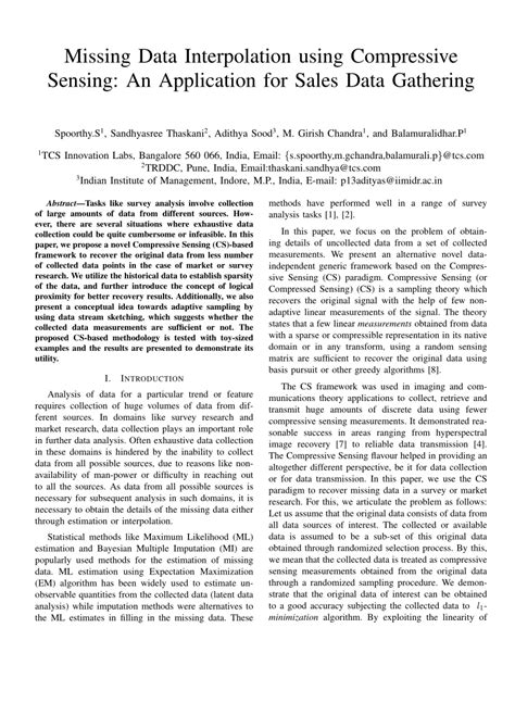 Pdf Missing Data Interpolation Using Compressive Sensing An
